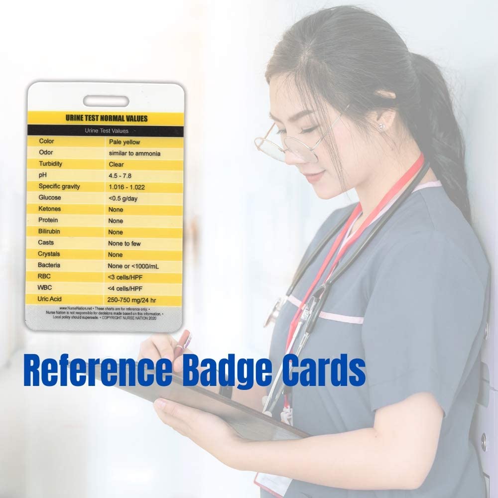 Urine Lab Values and Glucose Lab Values Reference Vertical Badge Card ...