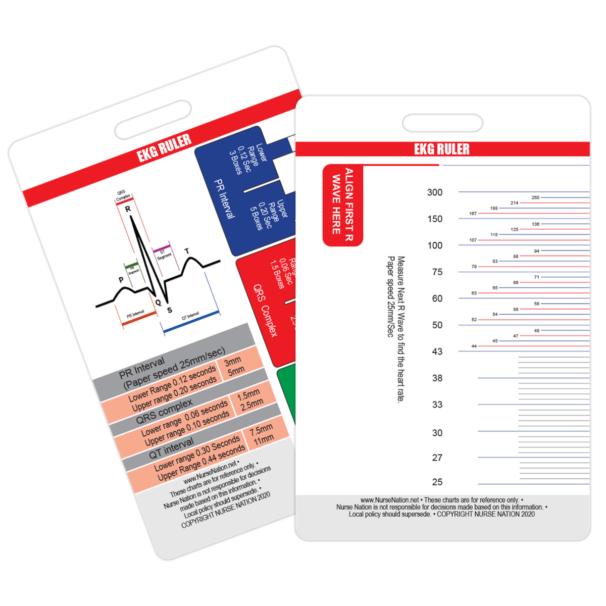 EKG Ruler Vertical Badge Card Tool - ECG and Electrocardiogram Ruler ...