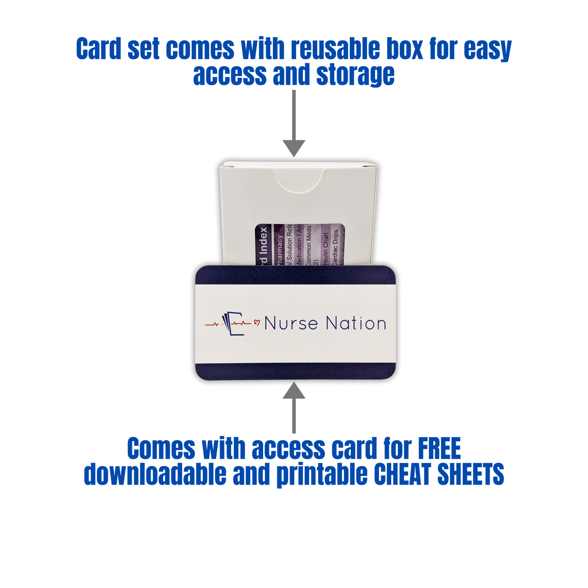 Nurse Nation 30 Horizontal Badge Reference Cards Set - Nursing, Lab Va
