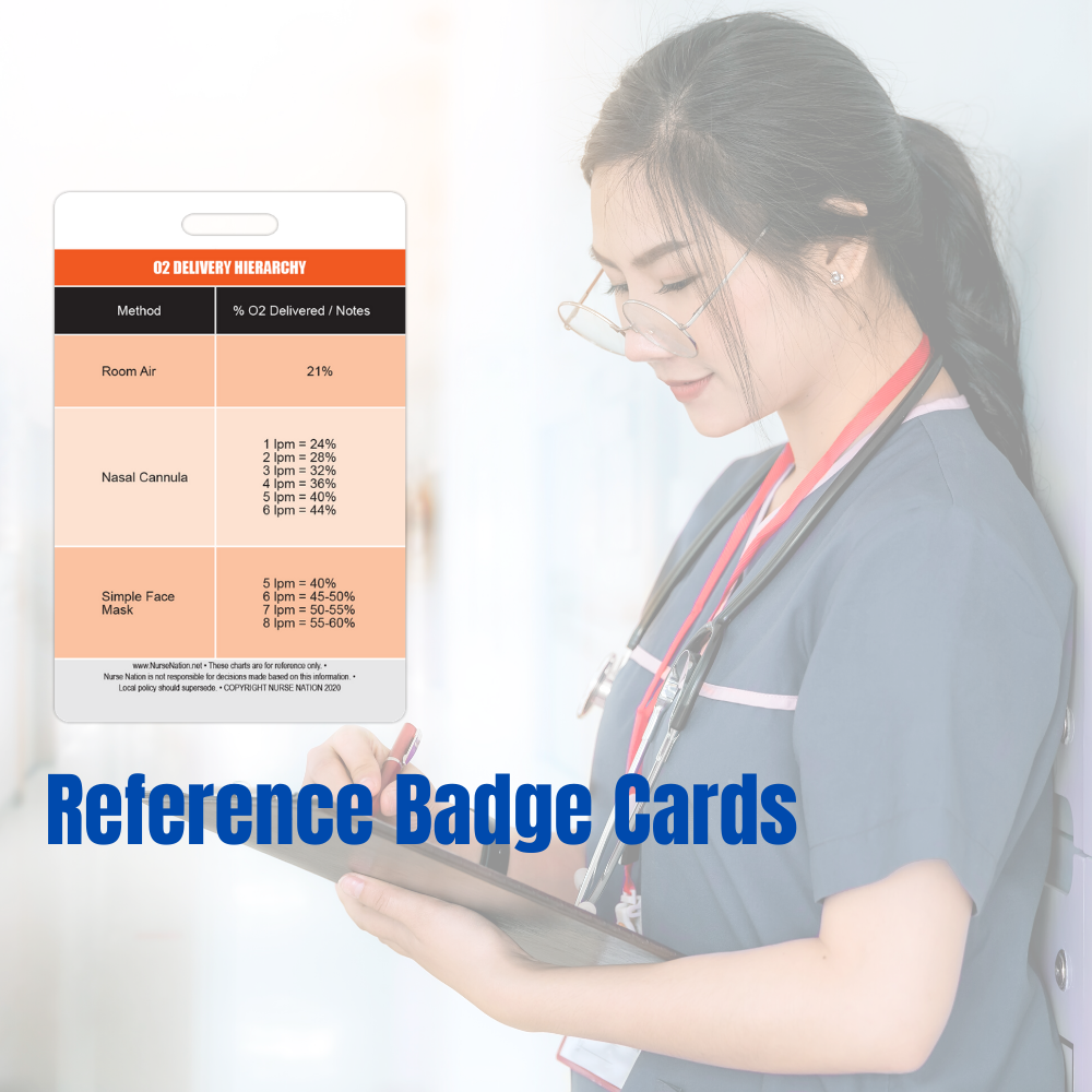 Oxygen (O2) Delivery Hierarchy Reference Vertical Badge Card – Nurse Nation